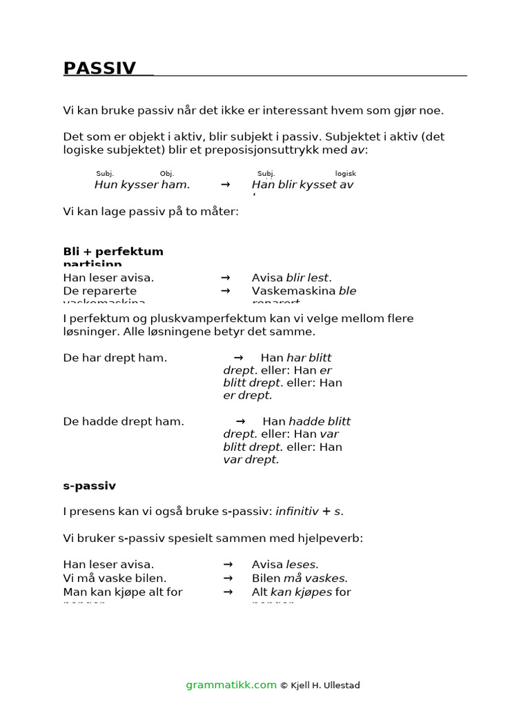 Norsk, Passiv 2 | PDF