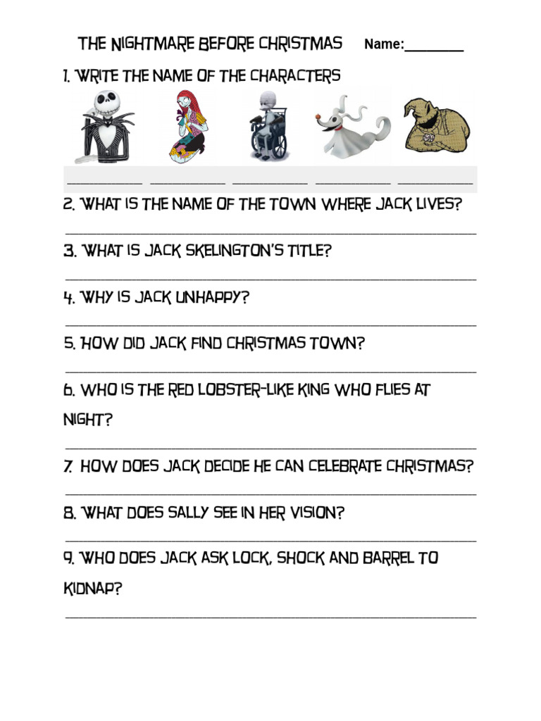 The Nightmare Before Christmas Quiz | PDF | Christmas | Christmas Fiction