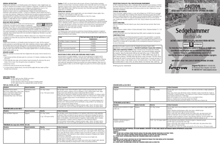Sedgehammer 25g Leaflet - F170118 | PDF | Herbicide | Maize