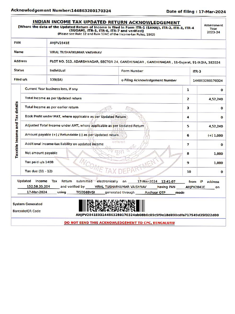 Viral ITR 2023-24 | PDF