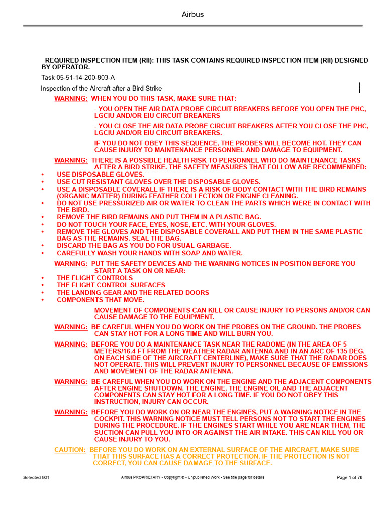 Inspection of The Aircraft After A Bird Strike | PDF | Foreign Object Damage | Aviation