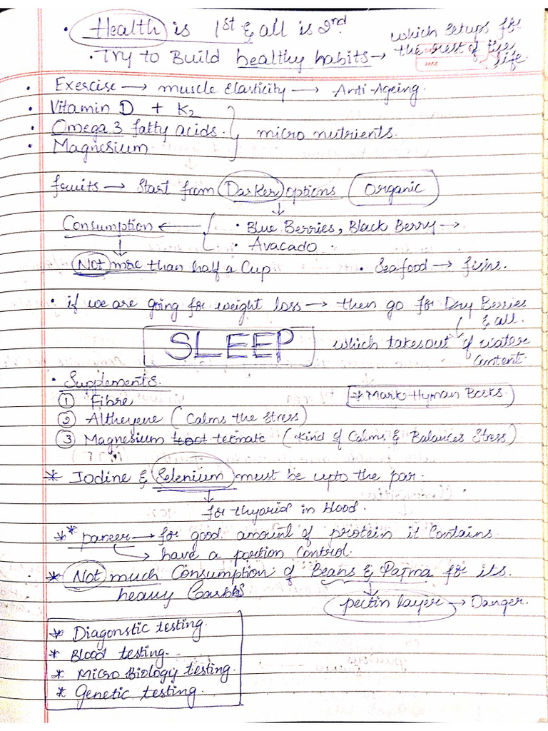 Notes On Health (Basic) | PDF