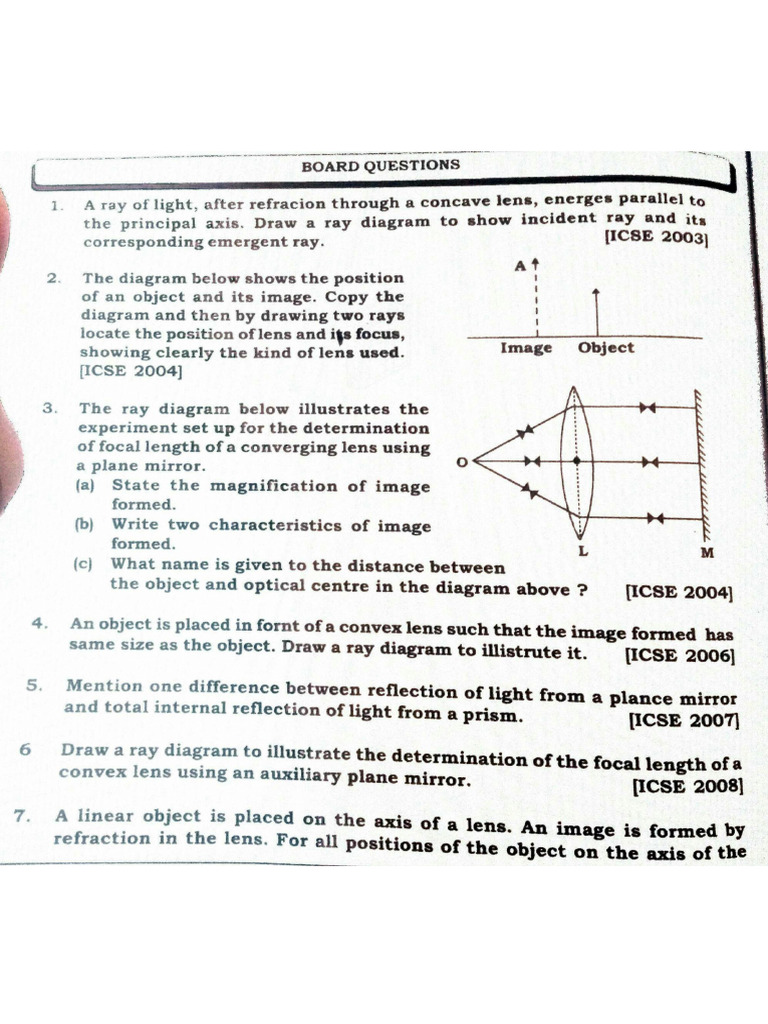 Board Questions-Refraction Through Lens | PDF