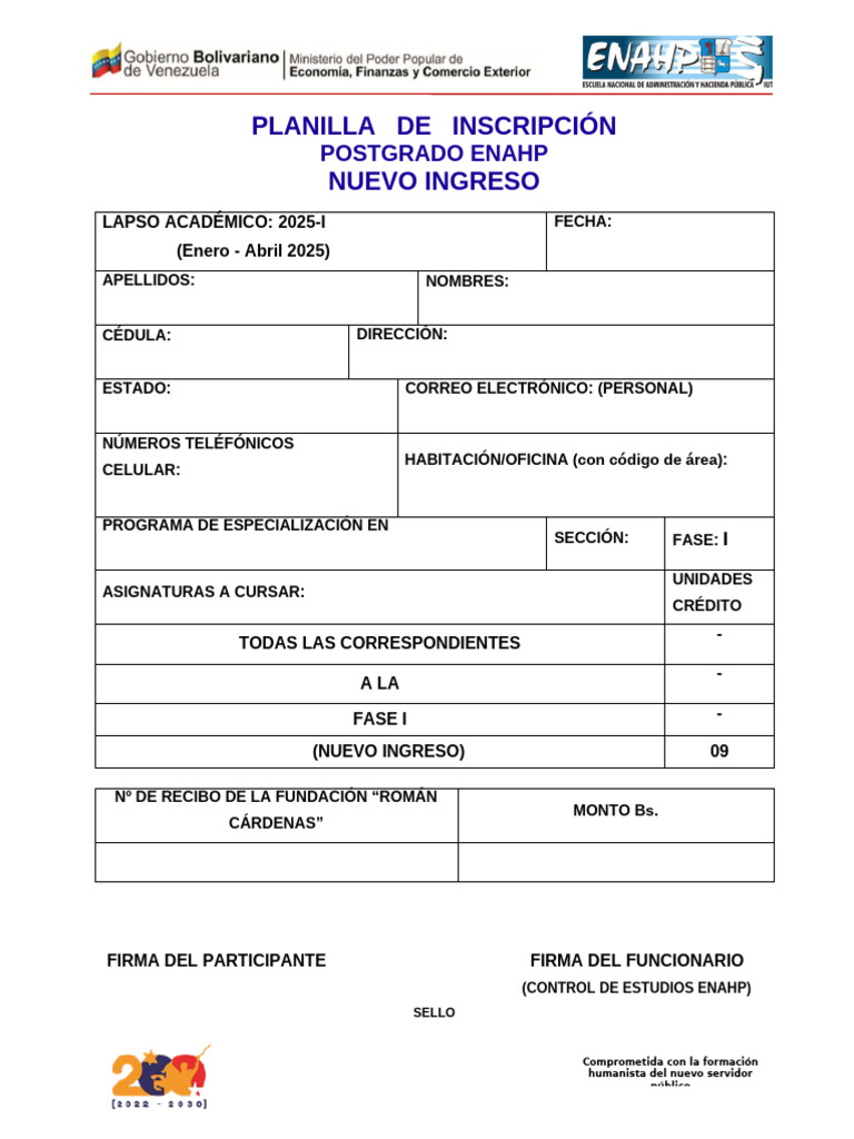 Inscripción Postgrado ENAHP 2025-I | PDF