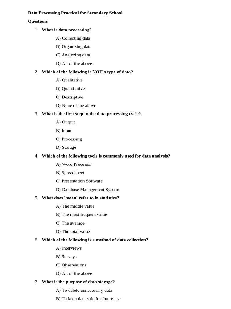 Data Processing Exam 2025 | PDF | Data | Data Analysis