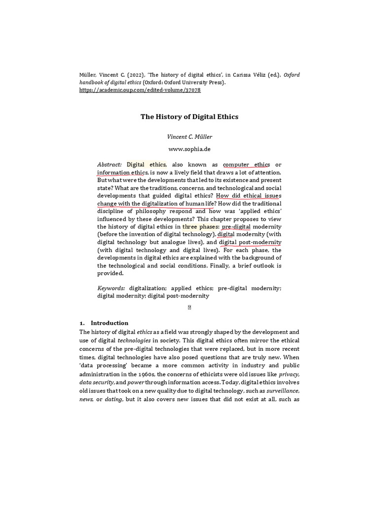 00 - History of Digital Ethics | PDF | Smartphone | Sustainable Development