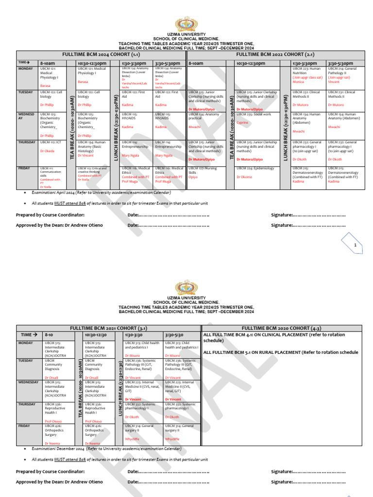 BCM Academic Calendar 2024/25 | PDF | Medical Specialties | Biology