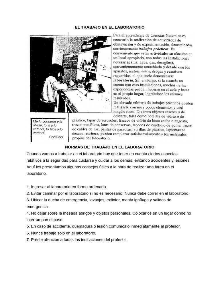 Normas de Seguridad e Higiene en El Laboratorio | PDF | Laboratorios | Líquidos