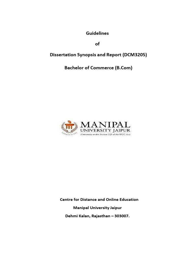 Dissertation Guidelines (Synopsis and Report) - 23 August 2024 | PDF | Thesis | Sampling ...