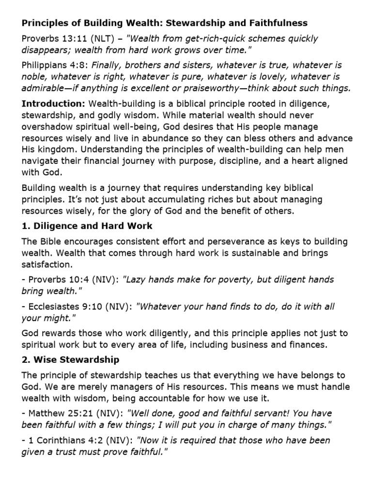 Biblical Principles of Wealth Building | PDF | Book Of Proverbs | Wealth