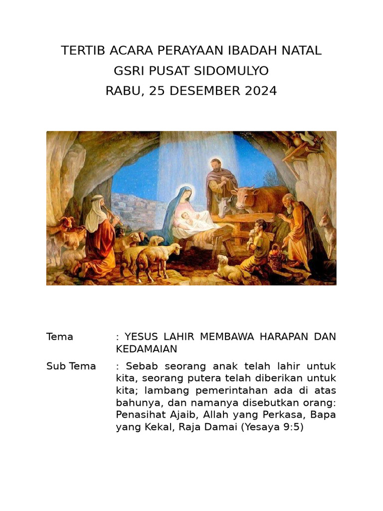 Tertib Acara Ibadah Natal 2024 | PDF