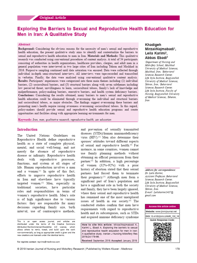 Exploring The Barriers To Sexual and Reproductive.4 | PDF | Qualitative ...