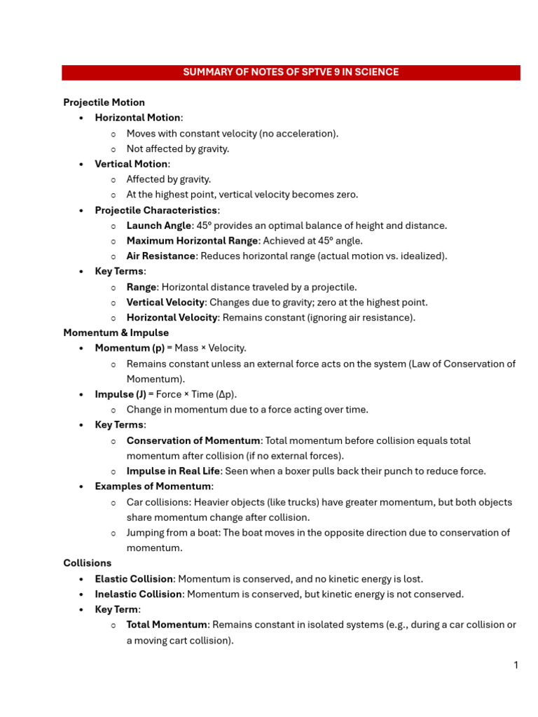 Summary of Notes 2025 Pp1 2 Science 9 Pp3 5 r9 Pp6 8 r10 | PDF ...