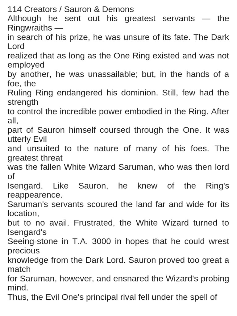 sauron & Demons | PDF | Middle Earth Races | High Fantasy Novels