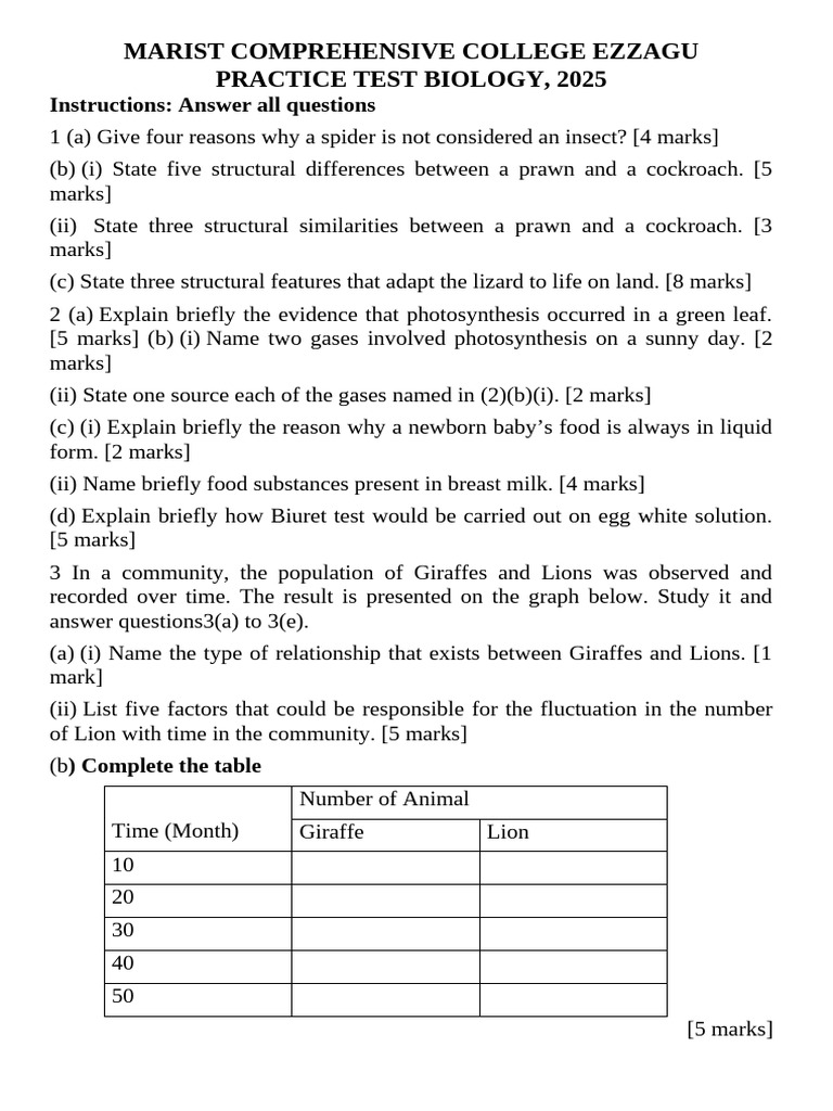 Practice Test Biology, 2025 | PDF | Biotechnology | Biochemistry