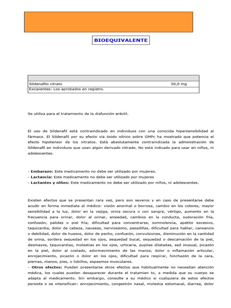 Vigorex 50 mg: Tratamiento Disfunción Eréctil | PDF | Medicamentos con ...