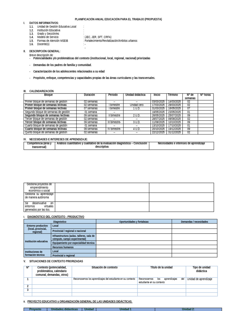 Esquema - Planificacion - Anual Ept 2025 | PDF | Iniciativa empresarial | El pensamiento de diseño