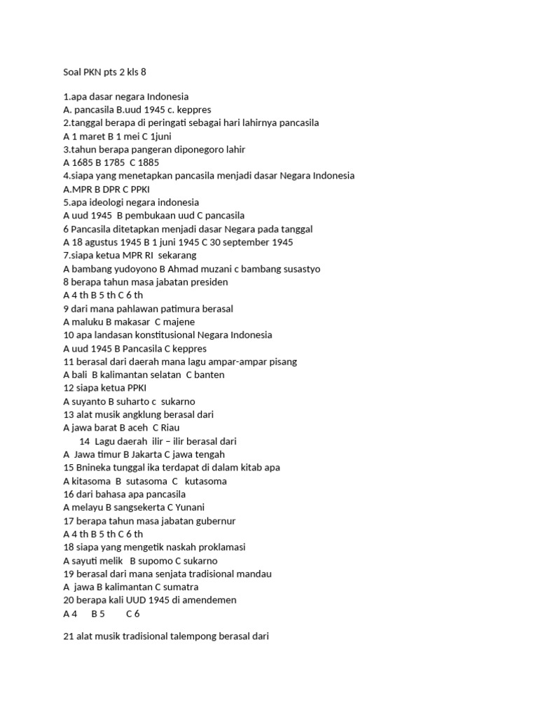 SOAL PKN PTS 2 kls 8 | PDF