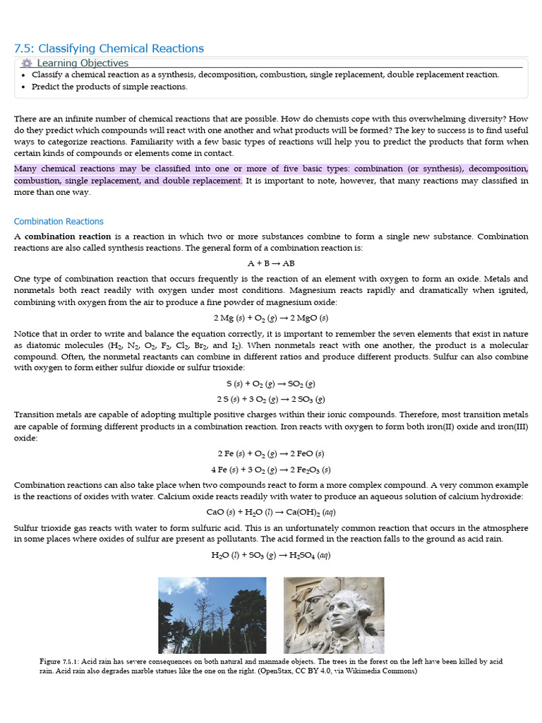 Classifying Chemical Reactions - Chemistry LibreTexts | PDF | Oxide ...