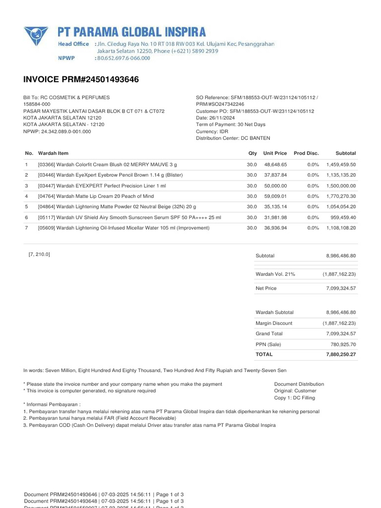 Invoices - 2025-03-07T145612.916 | PDF | Body Art | Beauty