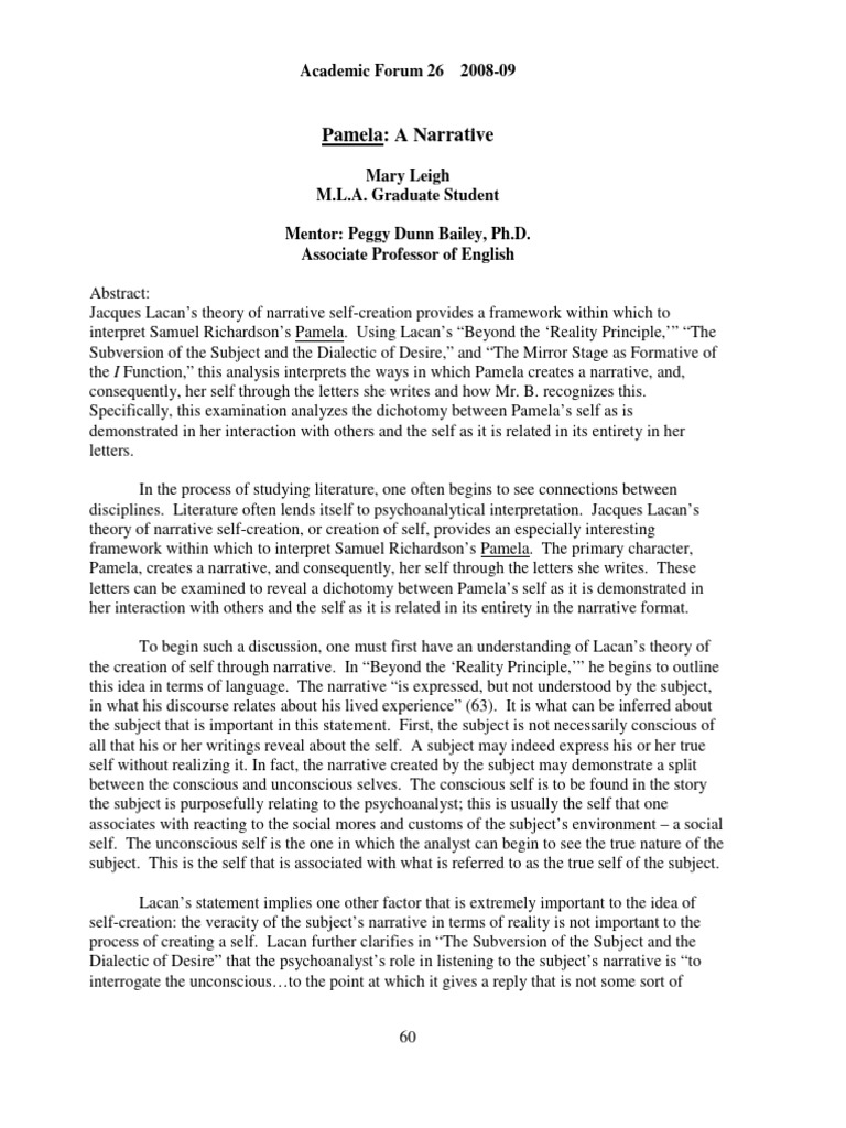 Pamela | PDF | Jacques Lacan | Self