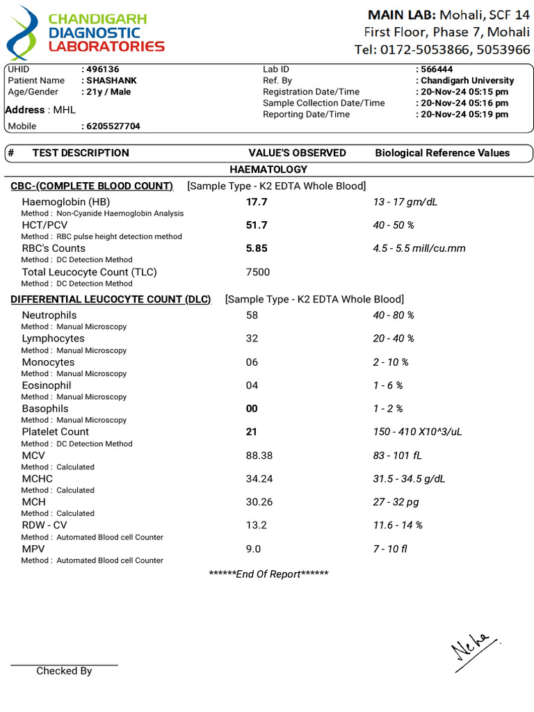 SmartHMS - in - Smart Lab Report | PDF | White Blood Cell | Anatomy