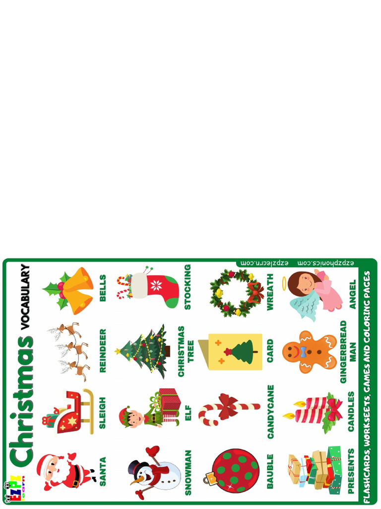 Christmas Vocabulary Free English Vocabulary Resources Flashcards ...
