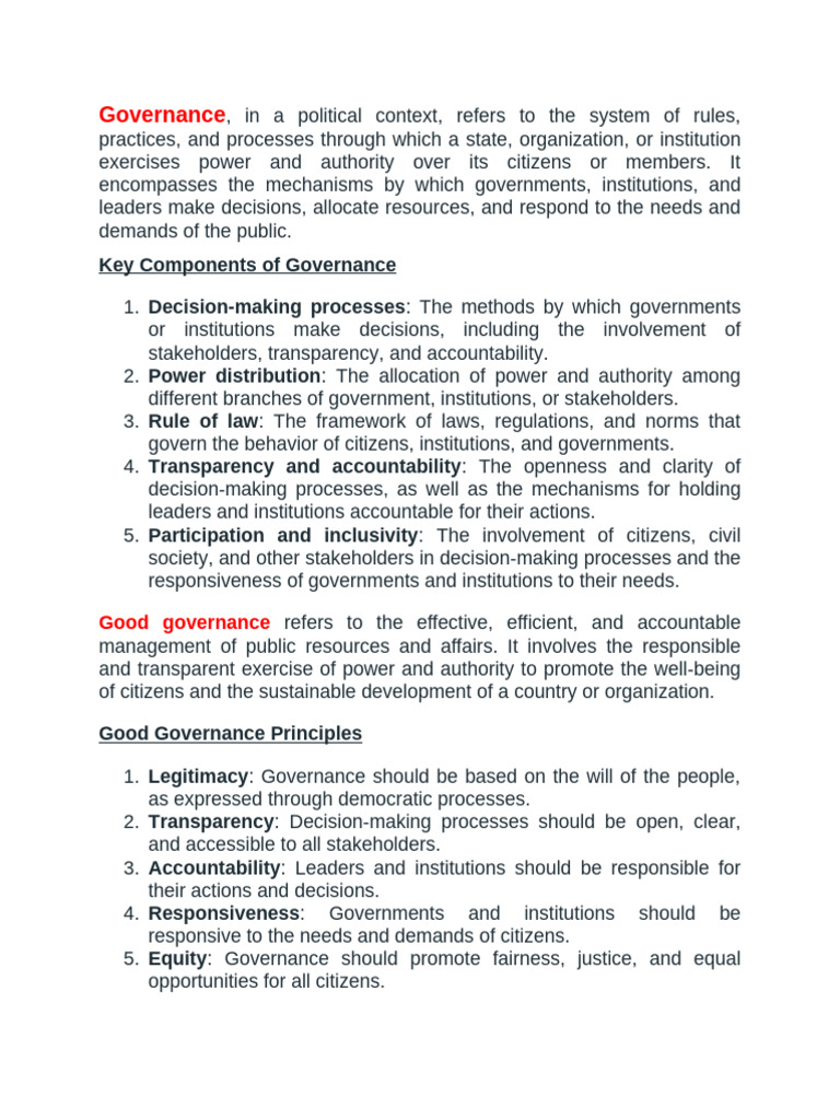 PADM 103 MODULE II Lesson 1 GOVERNANCE | PDF | Governance | Good Governance