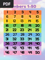Colorful Number Chart 1-50 | PDF
