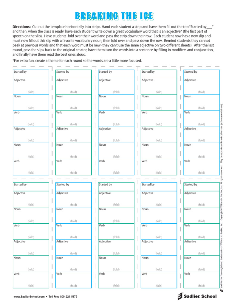 Breaking The Ice Vocabulary Activity | PDF | Adjective | Verb