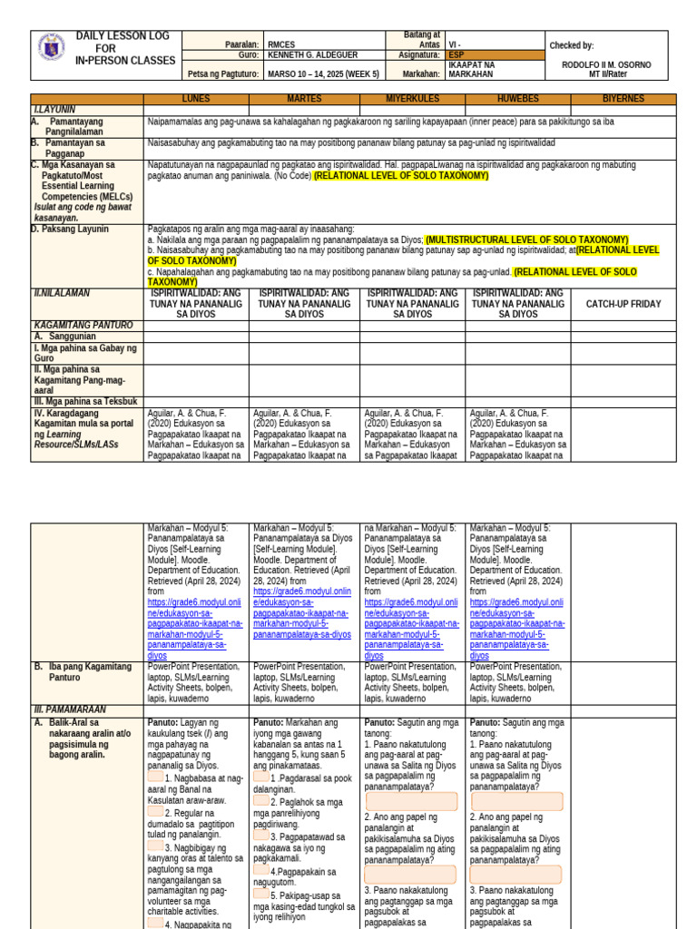 Q4 - Esp - DLL - Week 5 | PDF