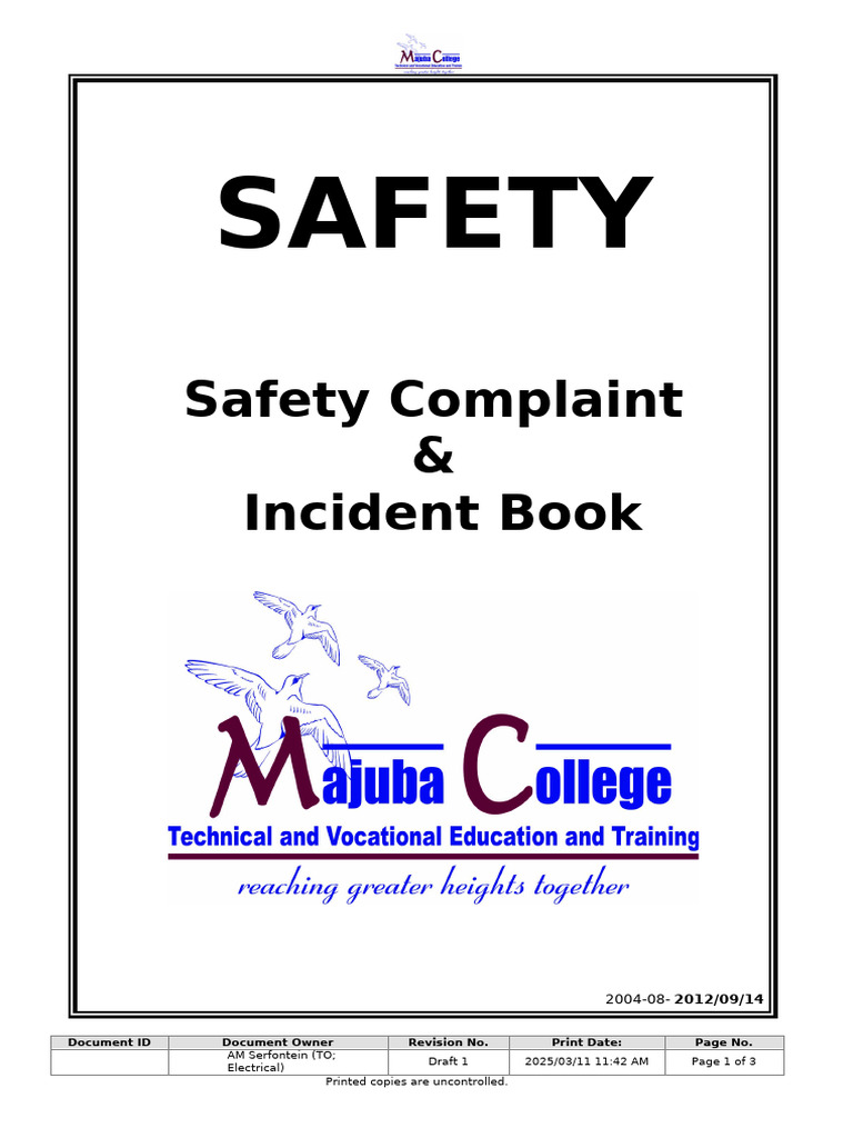 Safety Complaints and Incident Reporting | PDF