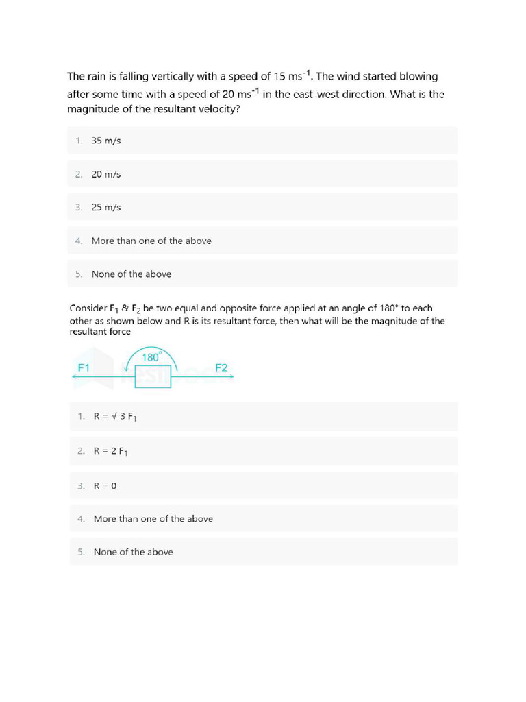 Addition of Vectors | PDF