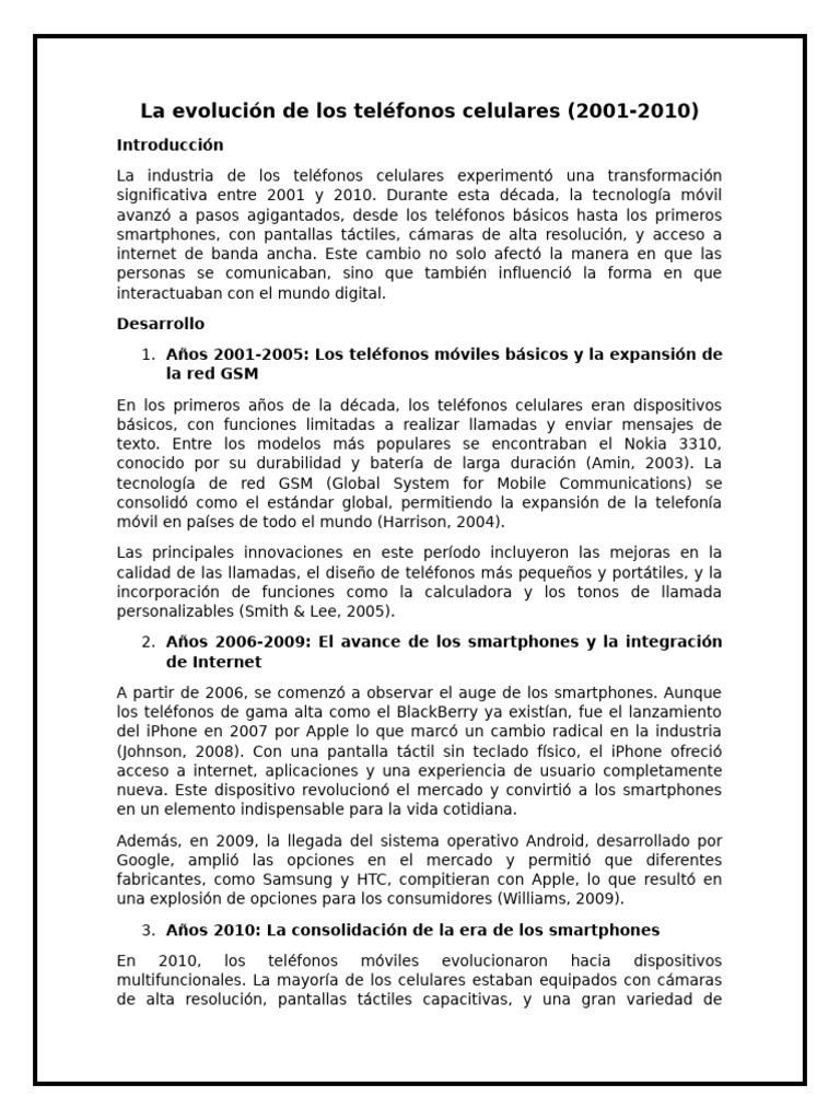 Evolución de celulares 2001-2010 | PDF | Smartphone | Telefonía móvil