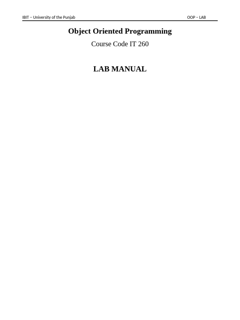 OOP LabManual Fall24 IBIT | PDF | C++ | Class (Computer Programming)
