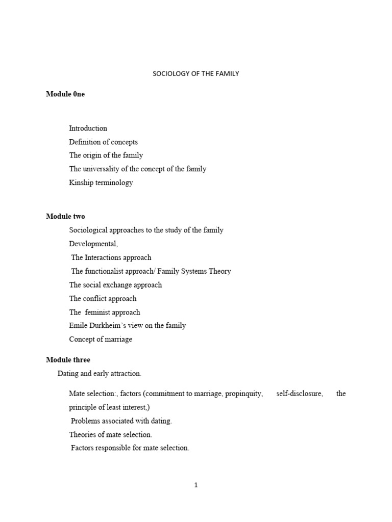 Sociology of Family: Concepts & Theories | PDF | Family | Marriage