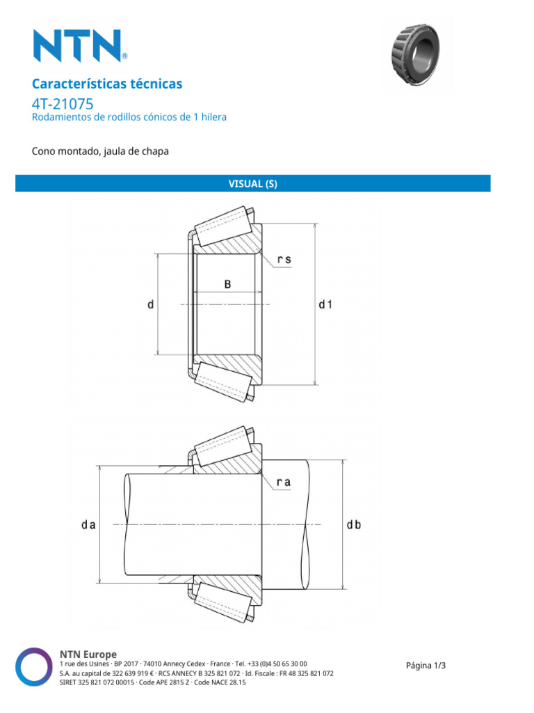 Es NTN 4T-21075 | PDF | Ingeniería mecánica | Fricción