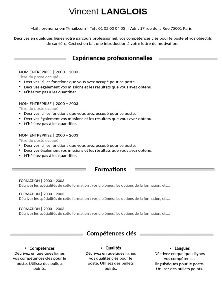 CV A Imprimer | PDF | Internet | Internet et Web