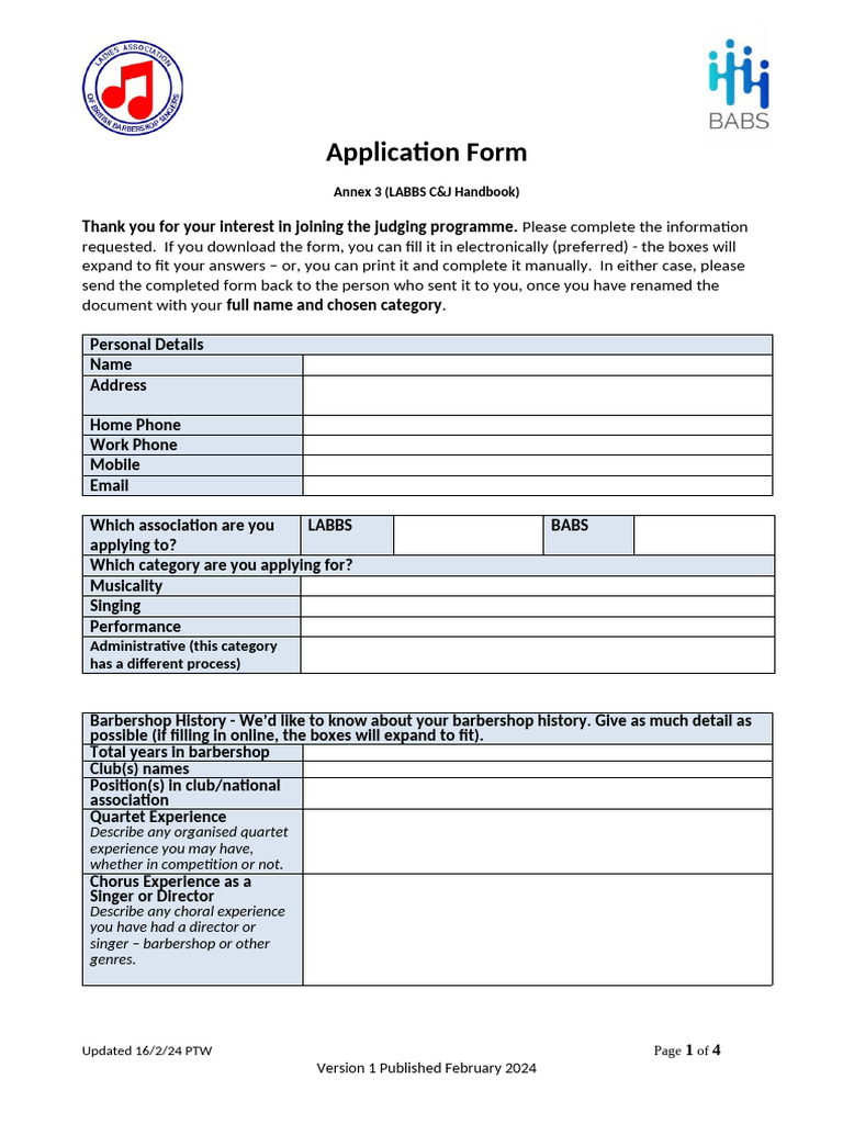 LABBS CJ Annex-3 Application Form | PDF