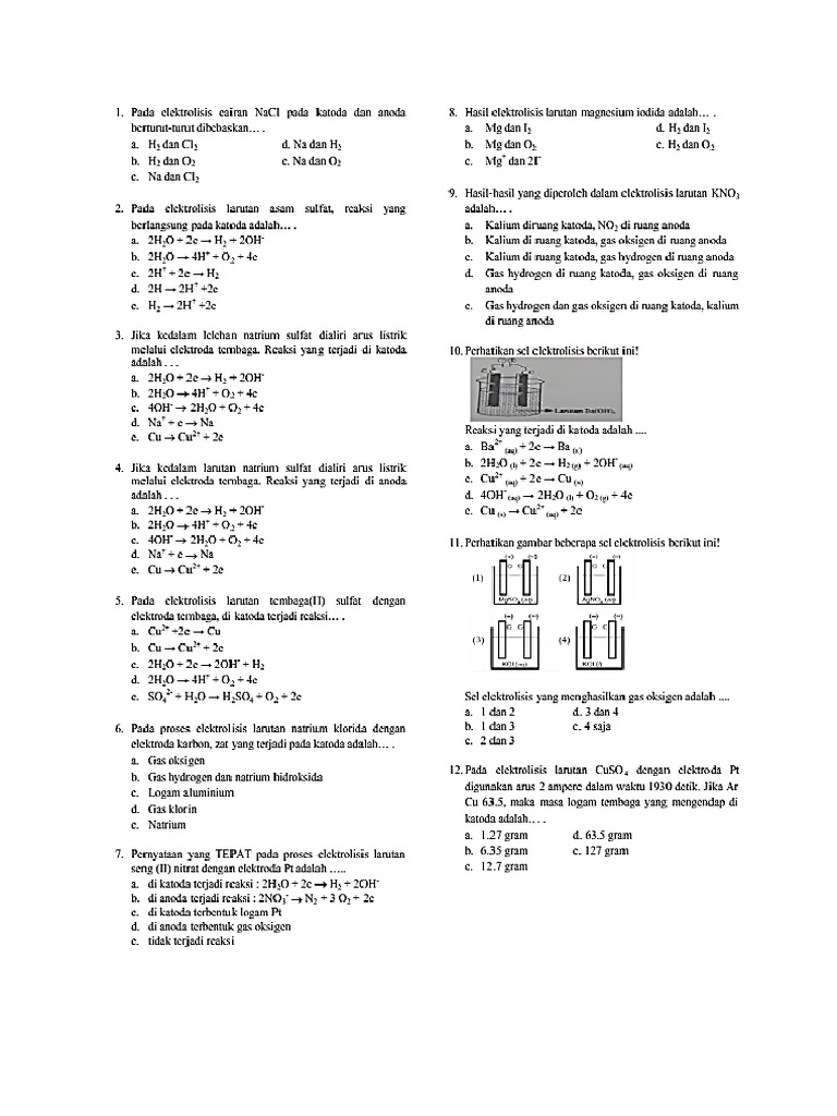 Latihan Soal Elektrolisis | PDF