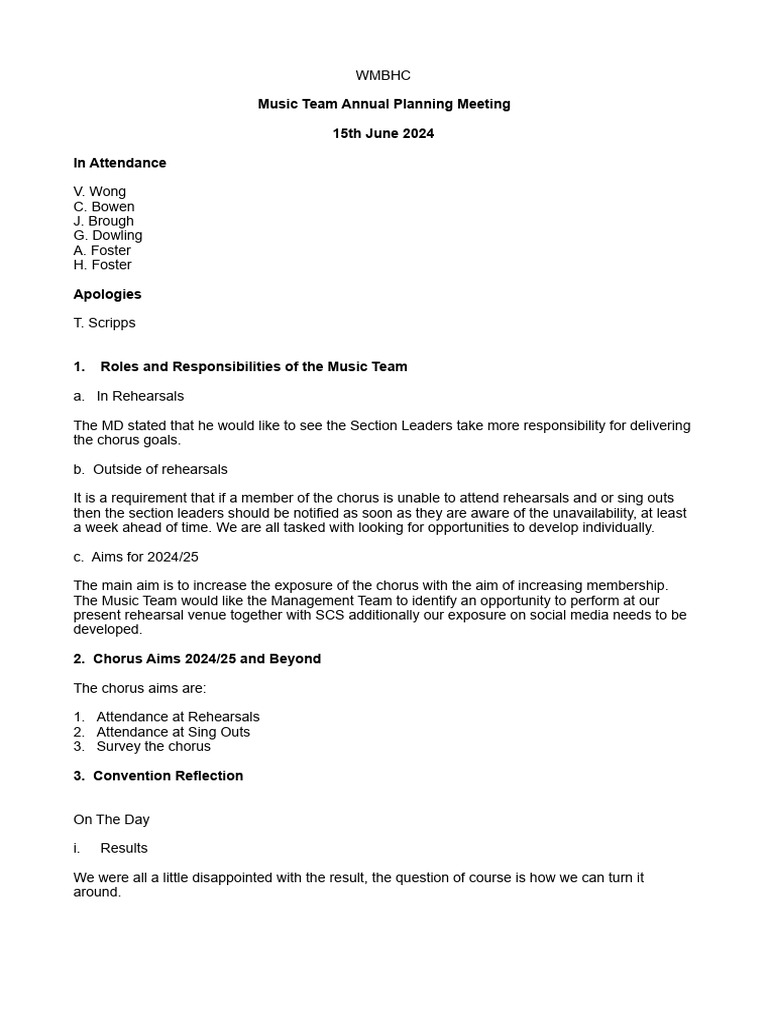 Music Team Annual Review | PDF