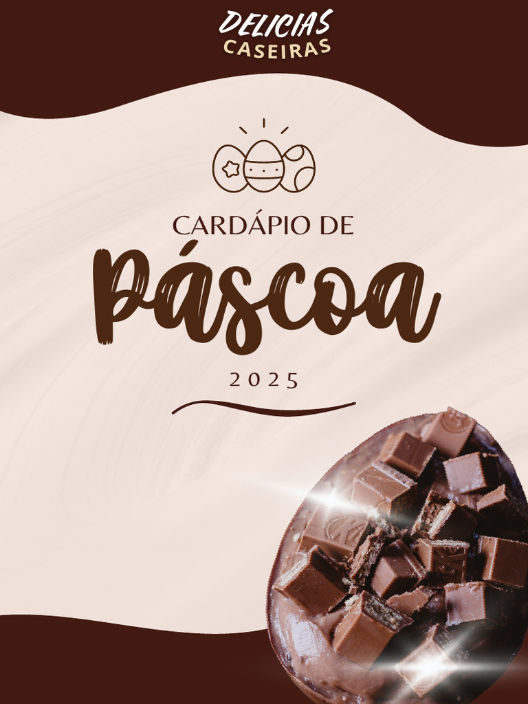 Cardápio de Páscoa Ovos de Chocolate Simples Marrom Documento A4 | PDF ...