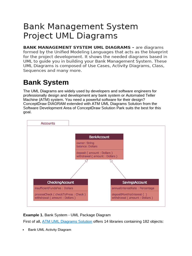 Bank Management System Project UML Diagrams | PDF | Unified Modeling ...