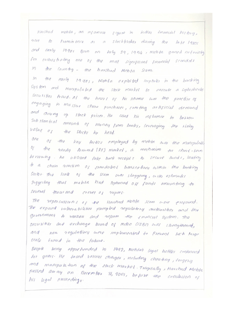 Harshad Mehta Assignment | PDF