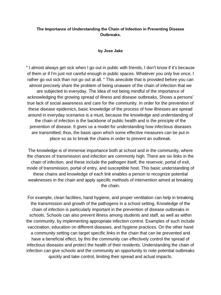 Understanding the Chain of Infection | PDF | Infection | Health Sciences