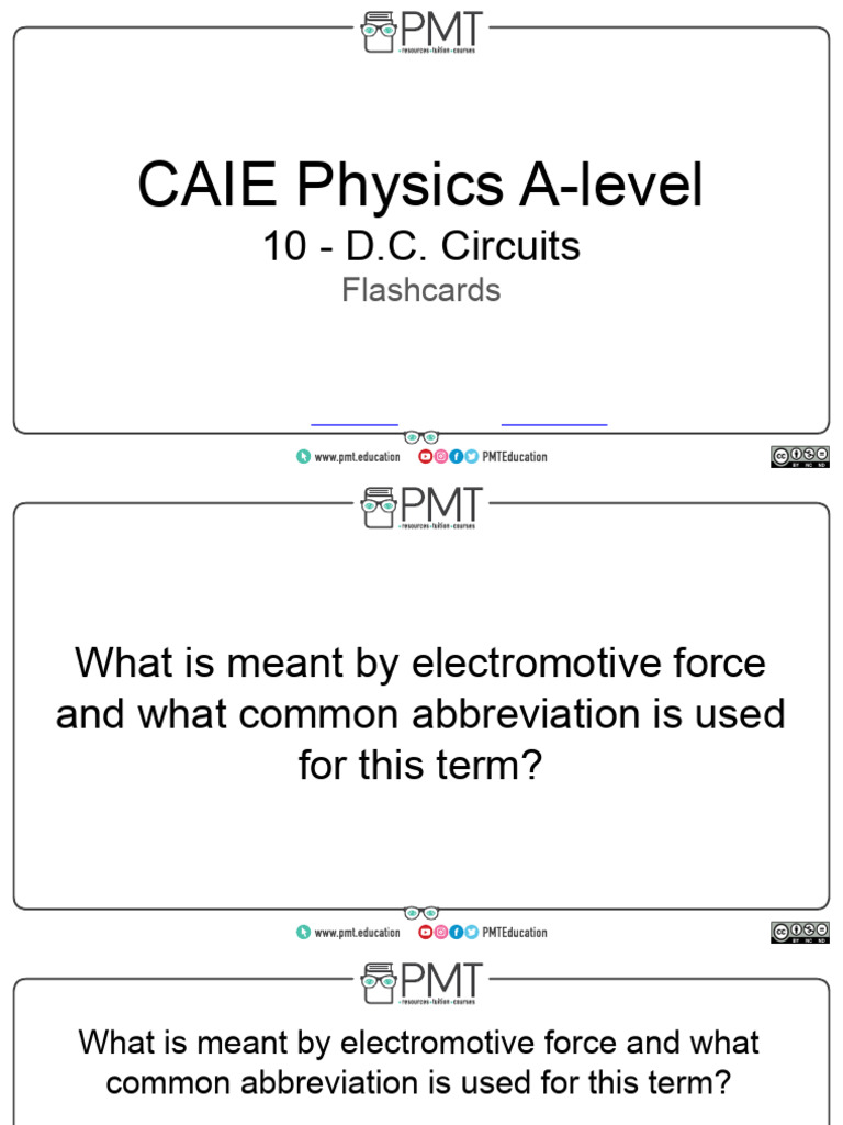 A-Level Physics: D.C. Circuits Flashcards | PDF | Voltage | Series And Parallel Circuits