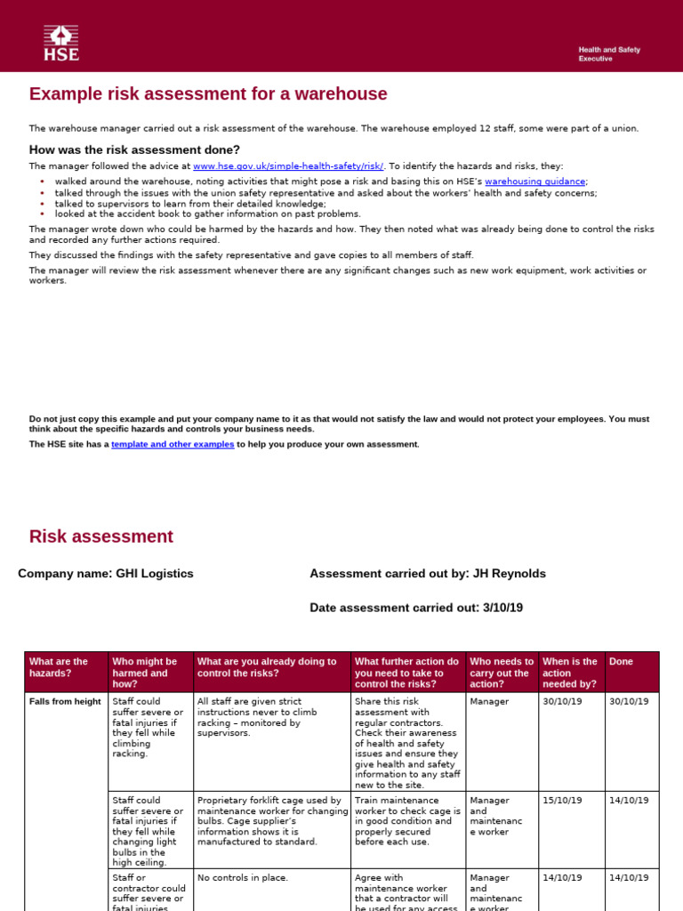 444907831-warehouse-risk-assessment577 | PDF | Forklift | Occupational ...