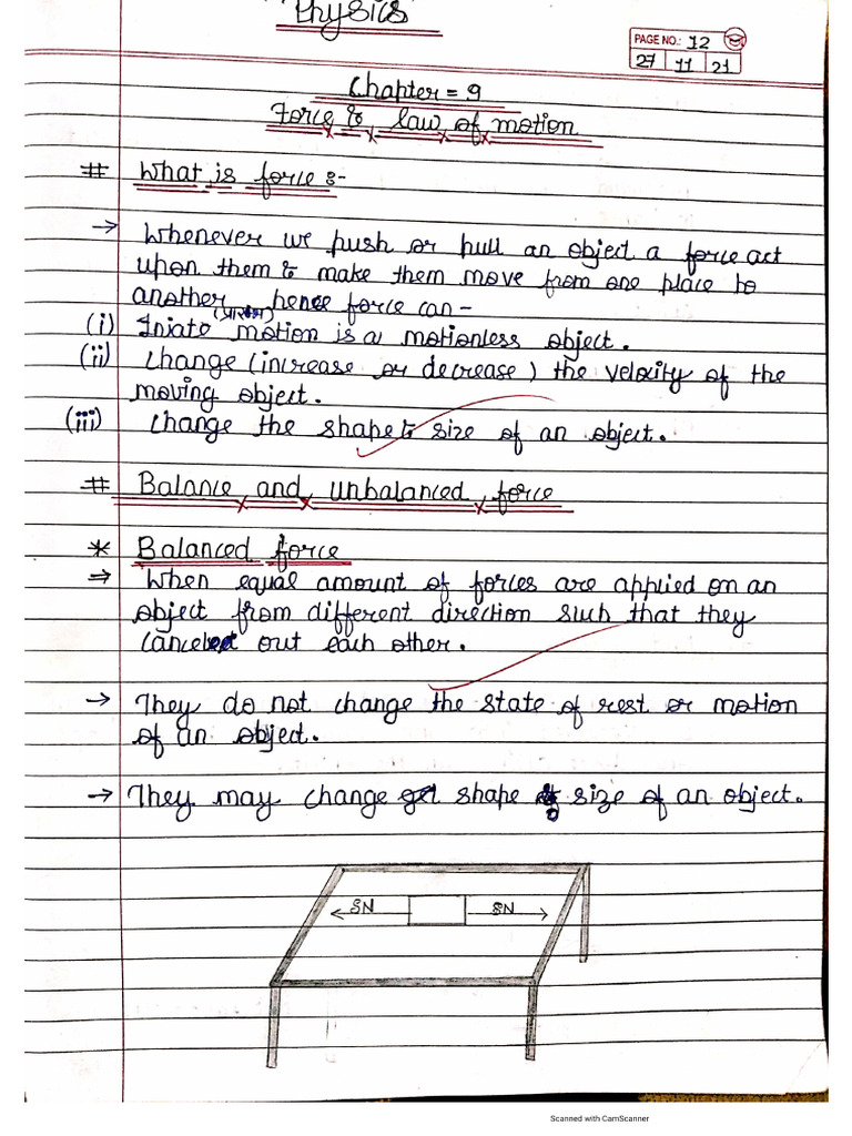 Class 9 Science Chapter 9 Force and Law of Motion | PDF