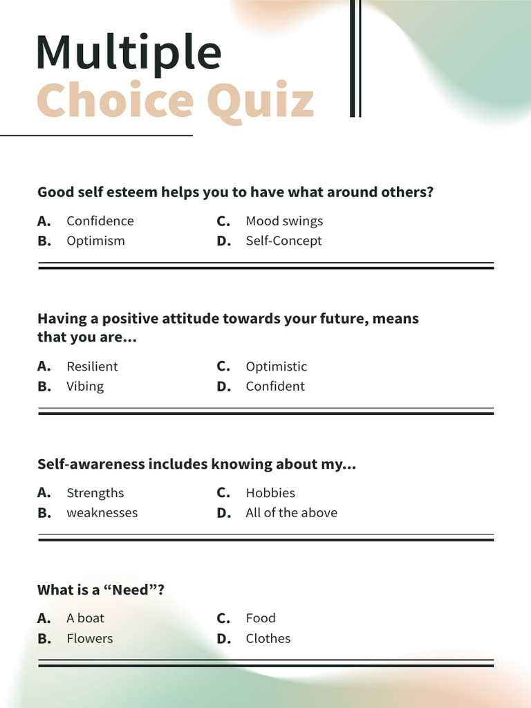 Multiple Choice Quiz #6956 | PDF