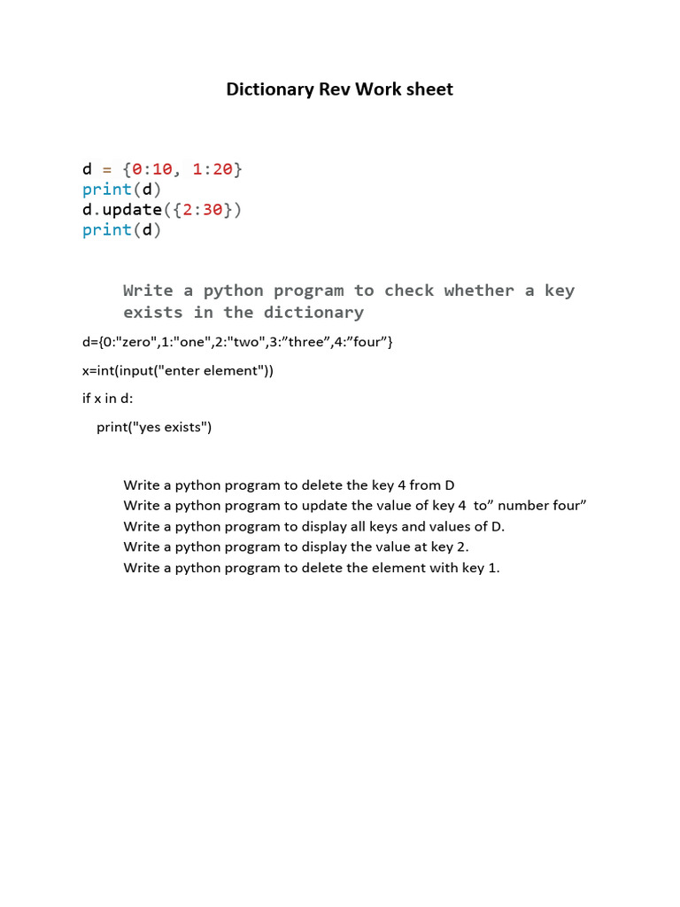 Dictionary Rev Work Sheet | PDF